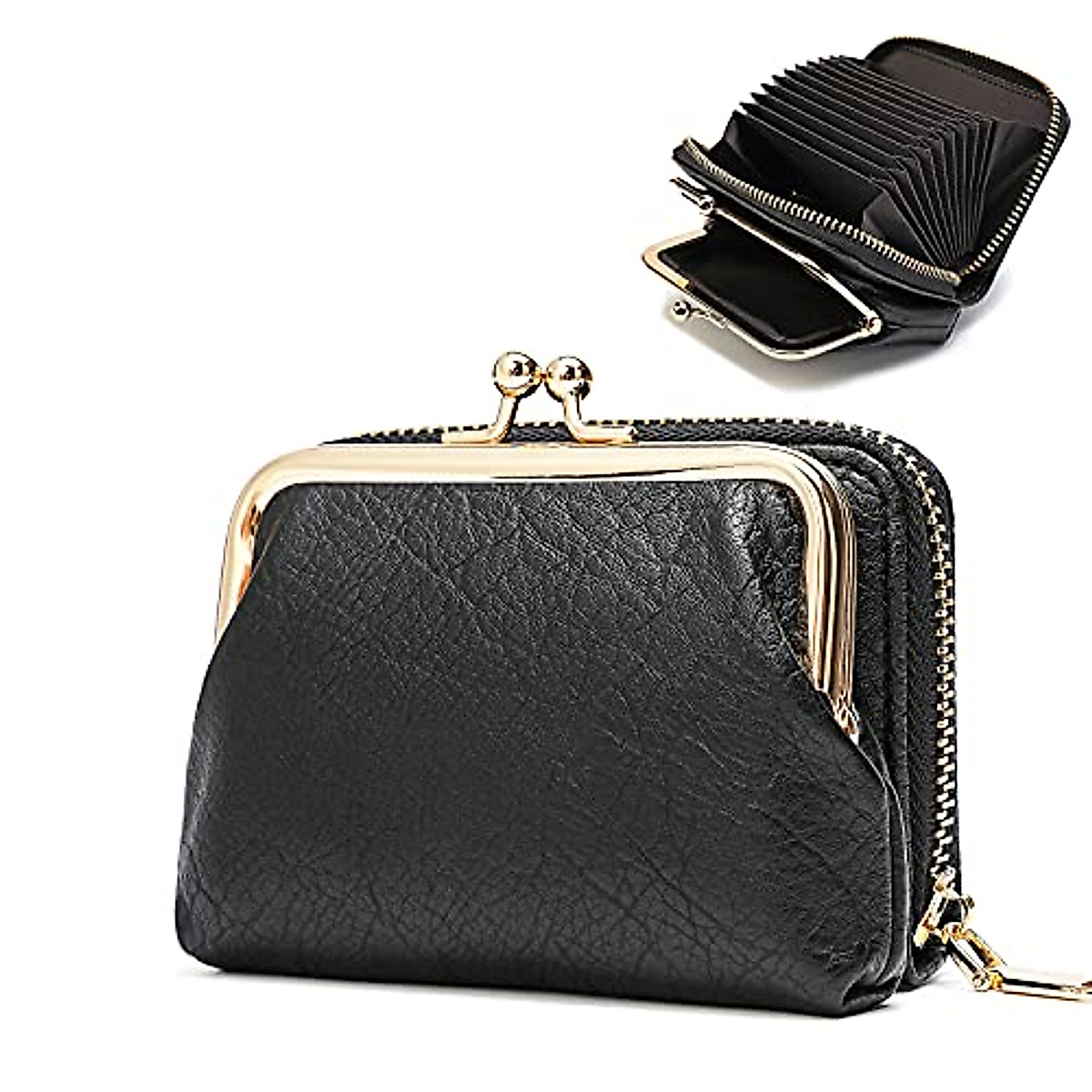 2 in 1 Change Purse Wallet,Credit Card Holder with Cion Purse for Women,Cute Pouch for Gril with Blocking Case, Minimalist Design with Zipper Clasp for Bag or Drawer Organize…