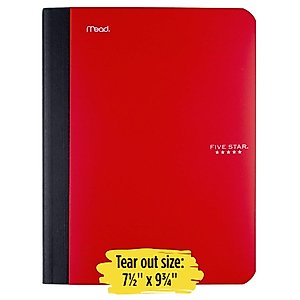 Five Star Composition Book, Notebook, College Ruled Paper, 100 Sheets, 9-1/2 x 7-1/2, Color Selected For You, 1 Count (09120)