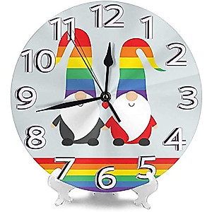 Tenghui Christmas Funny Cute Santa Elves Gnomes Round Wall Clock Silent Non Ticking Battery Operated Easy to Read for Student Office School Home Decorative Clock Art