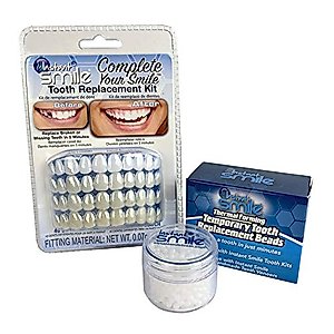 Complete Your Smile Tooth Replacement Kit DELUXE PACK - Includes Patented Complete Your Smile Tooth Replacement Kit and Jar of Instant Smile Replacement Beads