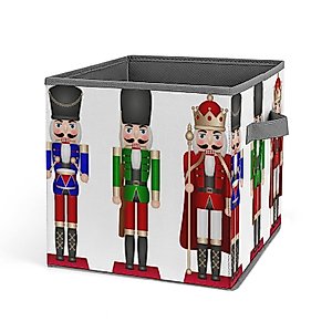 GemGam Storage Containers Cubes Decorative Nutcracker Soldiers Drum Home Organizers Foldable Storage Bins for Bedroom Living Room Closet Shelves Clothings Books Merry Christmas