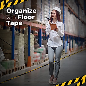 WESTWOLFS Black & Yellow Safety Tape - 2 Inch 108 Feet Sturdy Floor Tape - Warning Tape for Marking Construction Sites and Hazardous Areas, Water Proof Caution Tape for Indoor, Outdoor