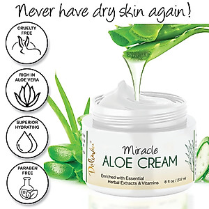 Deluvia Miracle Aloe Cream | Face & Body Moisturizer with Vitamin E & Organic Aloe Vera | Hydrating, Soothing for Dry Skin, Anti-Wrinkle, Acne Scars, Rosacea, Psoriasis, Eczema - 2 Pack