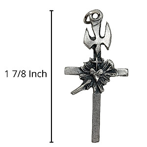 Religious Gifts by San Francis Imports, Inc Silver Tone Confirmation Cross Pendant with Sacred Heart and Holy Dove, 1 7/8 Inch