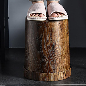 Holibanna Bamboo Wooden Wastebasket Trash Can Rubbish Bin Vintage Retro Simulation Wood Plastic Garbage Bin Container Farmhouse Style Trash Can for Home Office