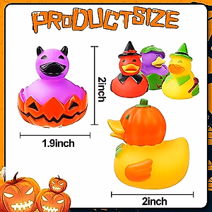 SCIONE 24 Pack Halloween Rubber Ducks Party Favors - 2 Inch Halloween Themed Decor Trick or Treat Supplies Goodie Bag Fillers Baby Showers Bath Toys for toddler Kids