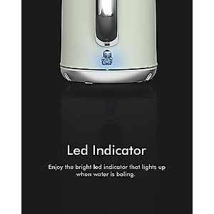 Electric Tea Kettle, Longdeem 1.7L Stainless Steel Water Boiler & Heater, 1500 Watts for Fast Boiling, Auto-Shutoff and Boil-Dry Protection, Cordless Serving with LED Light, Pastel Green