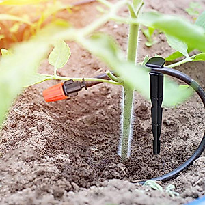 50PCS Drip Irrigation Support Stakes, Kalolary 4/7 mm Tubing Hose Holder Plastic Drip Line Tube Hold Stakes 1/4" Garden Watering System Hose Support Tools for Vegetable Flower Beds Lawn Supplies