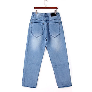 EnllerviiD Men's Relaxed Fit Classic Jeans - Loose Fashion Baggy Comfort Plain Hip Hop Denim Pants 022-34