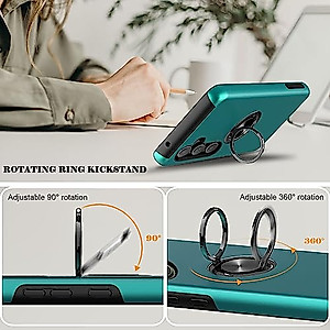 lovpec for Samsung Galaxy A54 5G Case with Glass Screen Protector, Ring Holder Kickstand Drop Proof Protective Slim Dual Layer Stand Non-Slip Tough Cover Cell Phone Case for Galaxy A54 5G (Green)