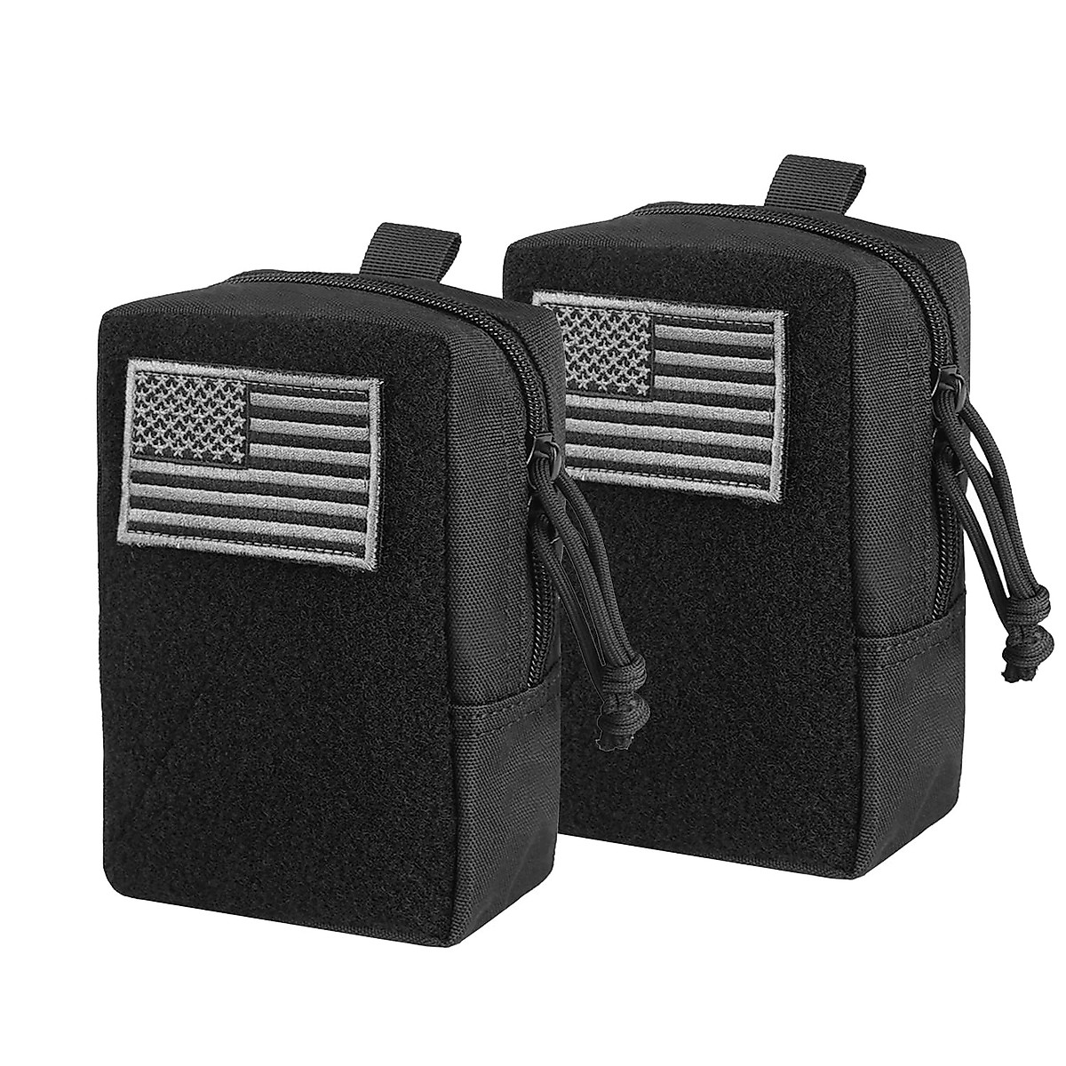 AMYIPO Mini MOLLE Pouch Multi-Purpose Compact Tactical Waist Bags Small Utility EDC Pouch (Black - Mini Pouch (2PCS))