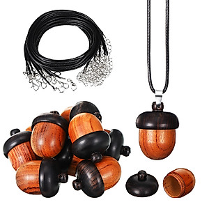 Sasylvia 10 Pcs Wood Acorn Charms Nut Acorn Pendant with Black Waxed Necklace Cord and Lobster Claw Clasp for DIY Accessories Pendant Decorations Jewelry Making