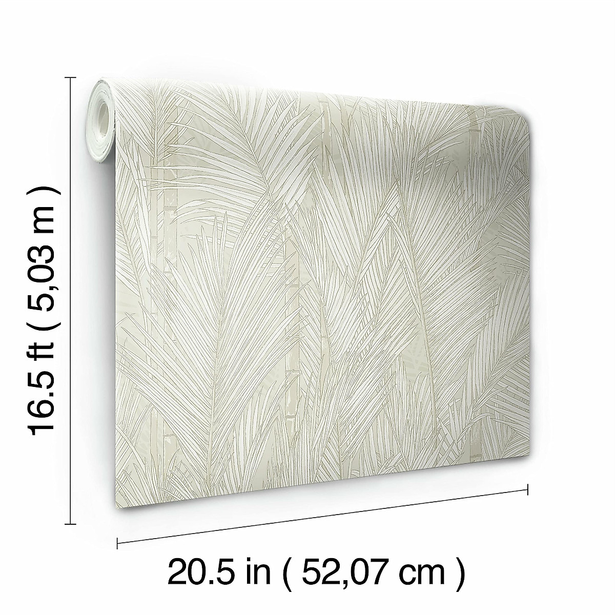 RoomMates RMK12103WP Taupe Swaying Fronds Peel and Stick Wallpaper