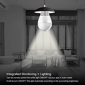 Kopfus Bulb Security Camera, 360 Degree Panoramic Bulb Camera,1080P Smart Surveillance Camera Lamp with LED & Infrared Night Vision/Motion Detection/Cloud & SD Card Storage/Alert events/V380 App/N4