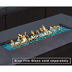 COSIEST 2-Piece Outdoor Propane Fire Table Set, Rectangle Concrete 56-inch x 28-inch Bronze Fire Pit (50,000 BTU) w 20lb Tank Table,Waterproof Cover for Garden, Porch, Backyard