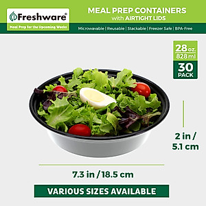 Freshware Meal Prep Containers with lids [30 Pack] Food Storage Containers, Bento Box, BPA-Free, Stackable, Microwave, Dishwasher, Freezer Safe, 28 oz