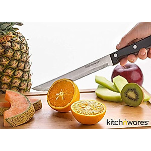 Knife Set With Wooden Block - 15 Piece Set Includes Chef Knife, Bread Knife, Carving Knife, Utility Knife, Paring Knife, Steak Knife, Boning Knife, Scissors And Knife Sharpener. - By Kitch N’ Wares