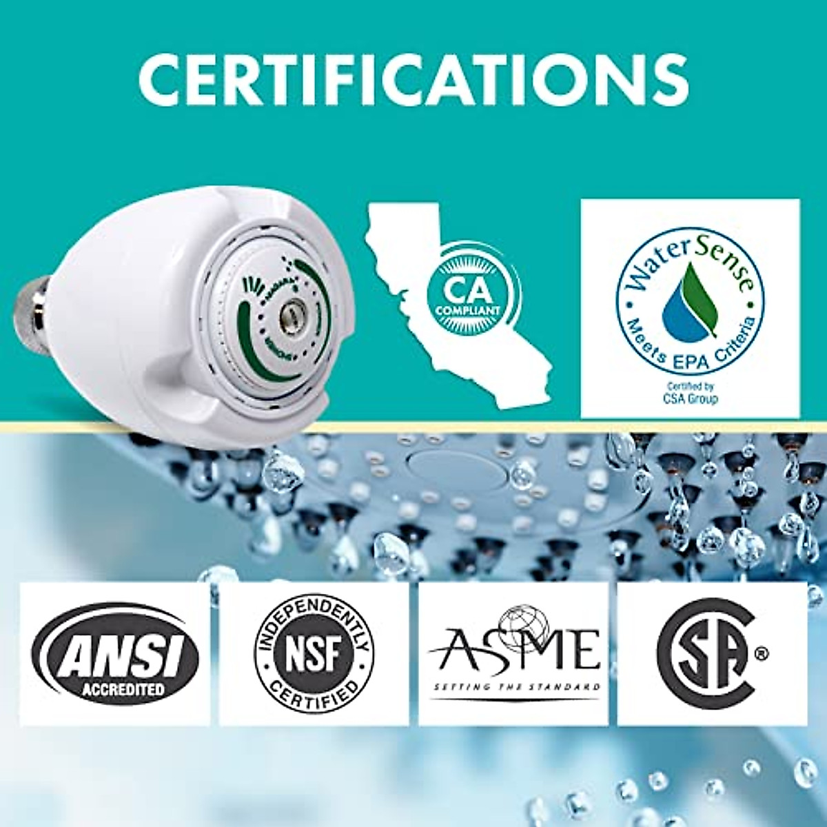 Niagara Conservation N2912 Earth Spa 3-Spray with 1.25 GPM 2.7-in. Wall Mount Adjustable Fixed Shower Head in White, 1-Pack | Bathroom Shower Head Sprayer with Pressure Compensation Technology