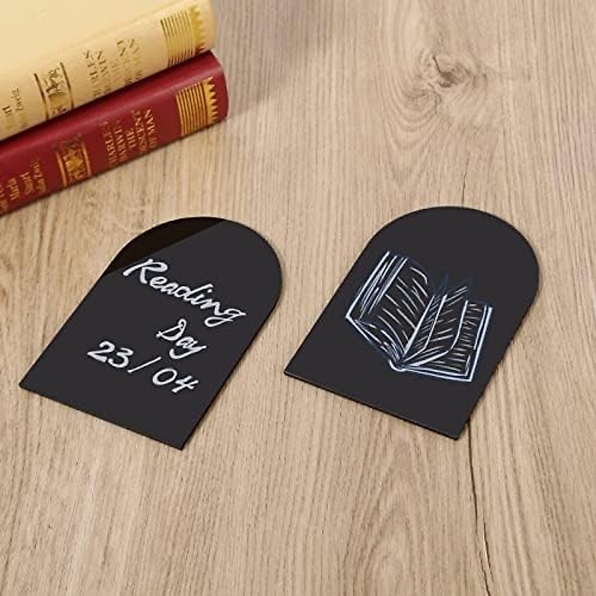 xinwant 15 Packs Arch Acrylic Table Signs with Stands, 6x4 Inch Blank Acrylic Signs and Holders for DIY Table Numbers, Black TableTop Signs for Wedding Reception & Event Party