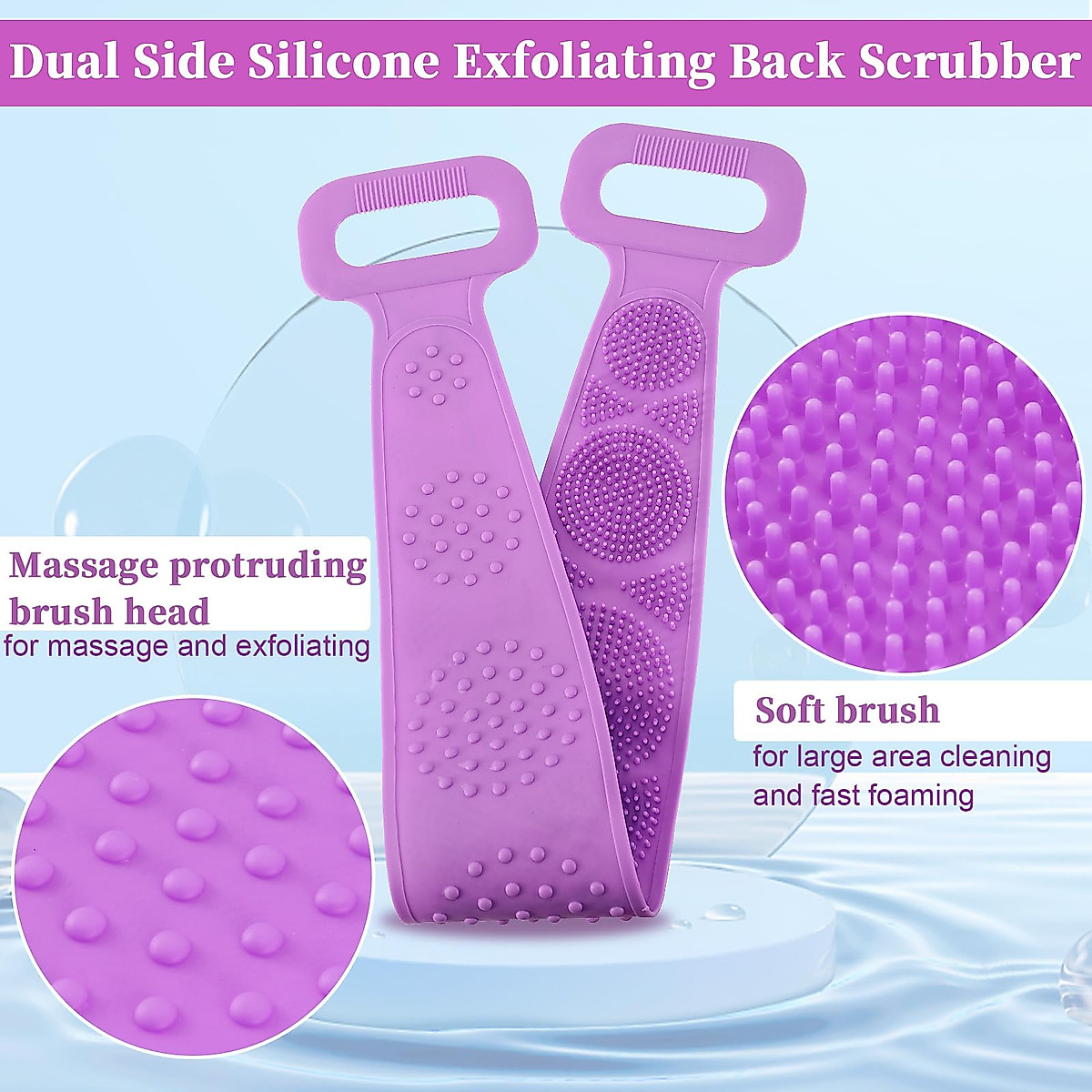 FEBSNOW 2 Pcs Silicone Back Scrubber for Shower,Silicone Body Scrubber,Exfoliating &amp; Deep Clean,Silicone Bath Body Brush for Men and Women,Comfortable Massage and Skin Health