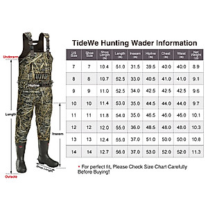 TIDEWE Chest Waders, Hunting Waders for Men Camo with 600G Insulation, Waterproof Cleated Neoprene Bootfoot Wader, Insulated Hunting & Fishing Waders (Size 7)