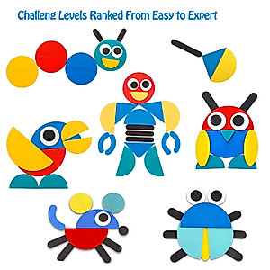 Shape Puzzle - Animals Jigsaw Puzzle Sorting and Stacking Games Montessori Educational STEM Toys for Toddlers Kids Boys Girls Age Over 3 Years Old (36 Shape Pieces & 60 Design Cards)