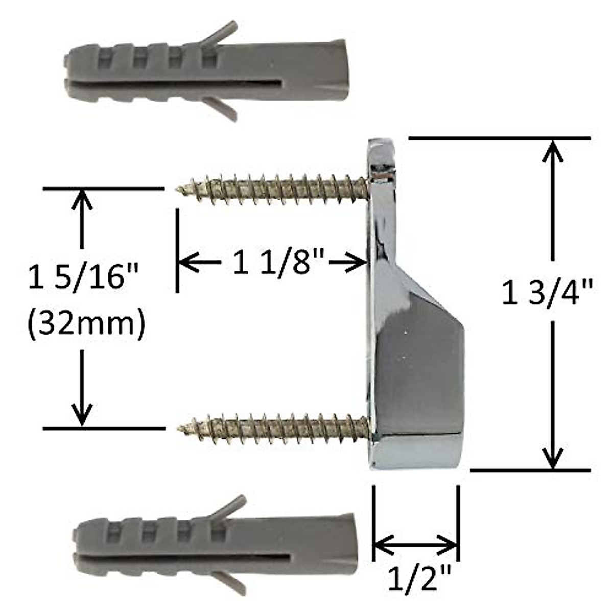 60" Oval Closet Rod with End Supports - Polished Chrome - 2 Sets