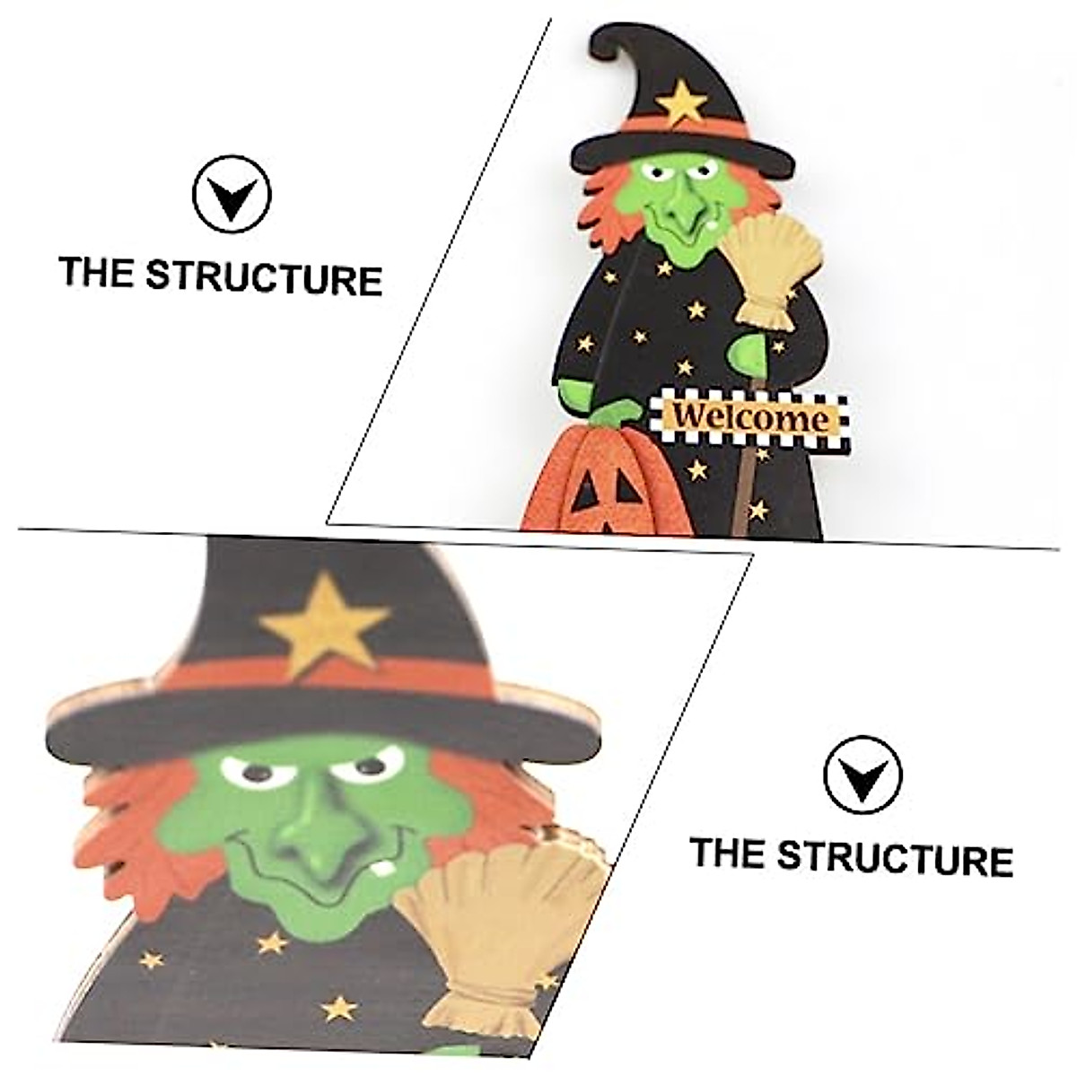 Halloween Adornment Halloween Witch Pumpkin Ornament Wooden Signs Wooden Decor Artificiales para Wrapped Hanging Ornament Halloween Tabletop Ornament Halloween Wooden Craft Autumn