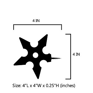 PRATIQUE Ninja Coat Hooks 2 Pack, Darts Star Wall Mounted Hooks, Stainless Steel Clothes Hats Hanger Holder (Steel Ninja)