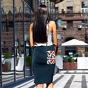 Chess Pattern Women Soft PU Leather Cellphone Purse Wallet Handbag Small Crossbody Shoulder Bag