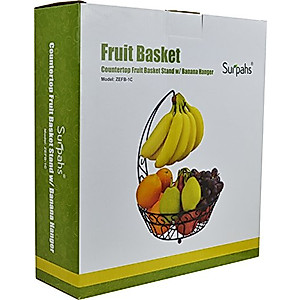 Surpahs Countertop Fruit Basket Stand w/Detachable Banana Hanger [Improved]