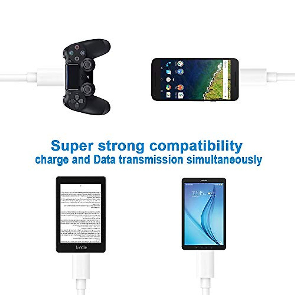 6FT Micro USB Cable Compatible with Fire 6 7 HD 8 10 Older Tablet,Samsung Galaxy Tab A,E,S2,3,4,S 7.0" 8.0" 9.6" 9.7" 10.1",SM-T280/350. USB Charger Charging Cord for Kindle Paperwhite,Oasis,E-Reader