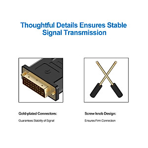 Rankie DVI to DVI Cable, Compatible with Television, 6 Feet (Black)