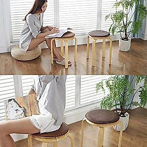 YUMUO Round Spong Seat Cushion,Comfort Breathable Dining Chair Cushions - Perfect for Kitchen Patio Furniture Garden Home S-Cotton Linen 30cmx30cm(11x11inch)