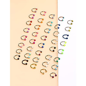 Vsnnsns 16G Surgical Steel Horseshoe Nose Septum Rings Piercing Jewelry Cartilage Helix Tragus Earring Studs Hoop Lip Horseshoe Ring Piercing Jewelry Retainer for Women Men 8mm