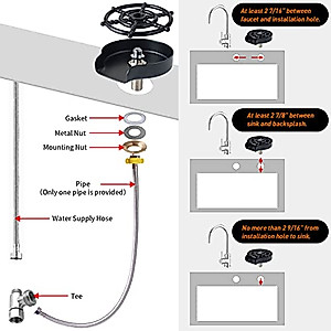 Genround Glass Rinser, Easy to Install Bottle Washer, Stainless Steel Glass Rinser for Kitchen Sinks, Bar Glass Rinser for Red Wine Glass Wash, Kitchen Sink Accessories, Automatic Flushing Device
