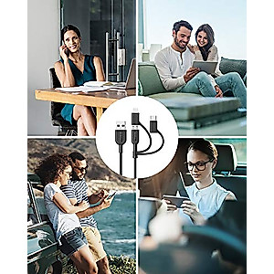 Anker Powerline II 3-in-1 Cable, Lightning/Type C/Micro USB Cable for iPhone, iPad, Huawei, HTC, LG, Samsung Galaxy, Sony Xperia, Android Smartphones, iPad Pro 2018 and More(3ft, Black)