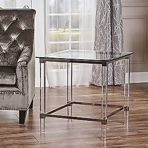 Christopher Knight Home Orianna Acrylic and Tempered Glass Square Side Table, Clear, 24 in x 24 in x 24 in