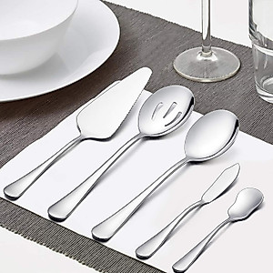 LIANYU 65-Piece Silverware Set with Serving Utensils, Stainless Steel Flatware Cutlery Set for 12, Tableware Eating Utensils, Dishwasher Safe