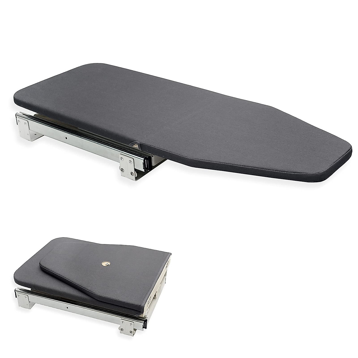 AKOZLIN Retractable Pull Out Ironing Board Closet Sliding Out Swivel Iron Board Mounted in Drawer with Heat Resistant Ironing Cover, Board Size: 31.88"*13", Gray
