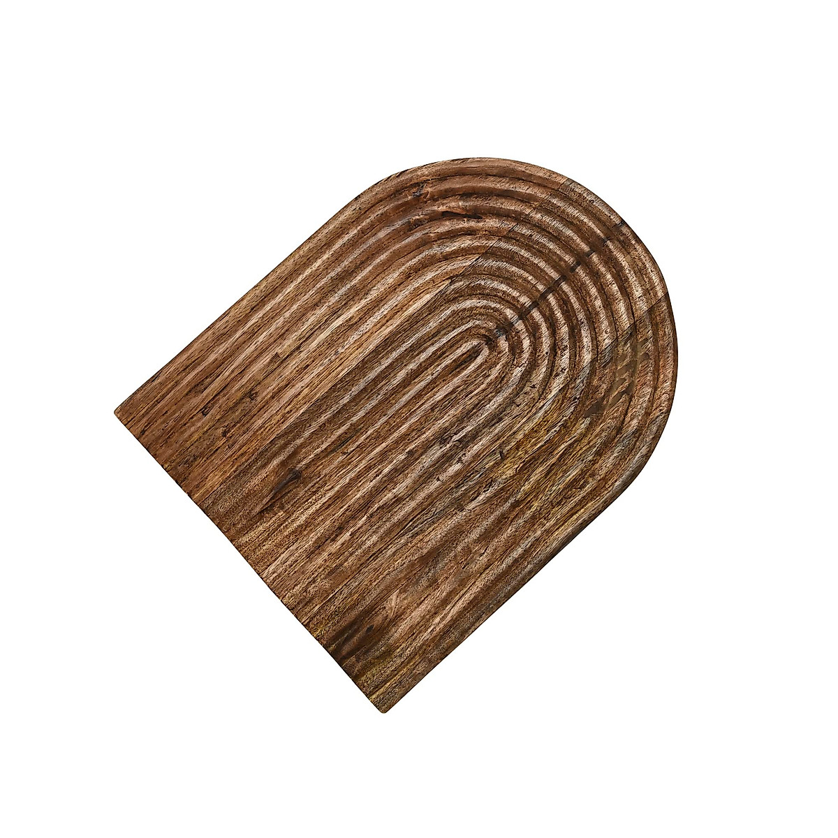 Main + Mesa Carved Arch Mango Wood Serving Board, Natural Medium