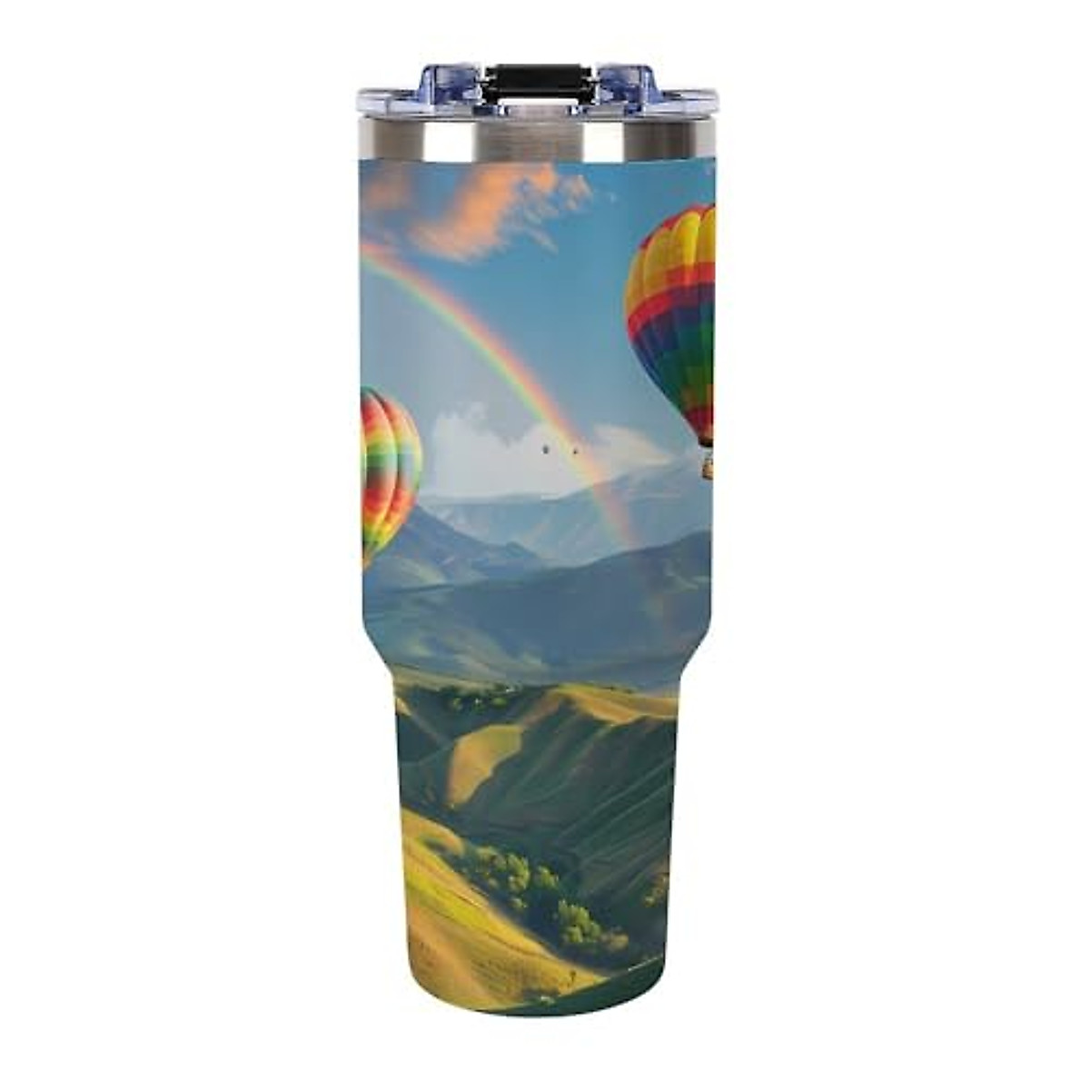 Hot-Air Balloons 40 Oz Tumbler Insulated Stainless Steel Water Bottle Travel Mug Car Cup with Handle And Straw