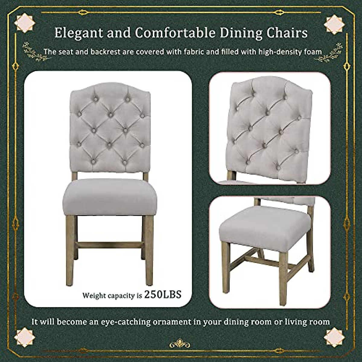 Woanke 5 Piece Functional Furniture Retro Style Set with Extendable Table and 4 Upholstered Chairs for Dining Living Room, Natural Wood Wash