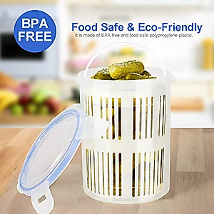 JASREE Pickle Jar with Strainer Insert, Deli Food Storage Containers with Lids and Mini Tong Pickles Flip Jar Pickle Storage Container for Olive Jalapeno Juice Food Storage