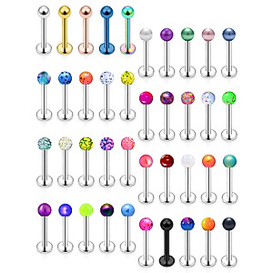 Vsnnsns 16G Lip Rings Stainless Steel Labret Monroe Lip Rings Nail Cartilage Tragus Helix Earrings Studs Ring Medusa Piercing Jewelry For Women Men 8mm