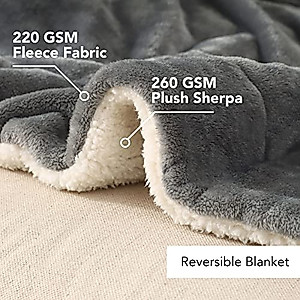 LuxenrelaX Sherpa Fleece Blanket for Couch, Warm Thick Reversible Blanket with 2 Layer, Double-Sided Super Soft Blanket for Bed (Light Grey, 50" x 60")
