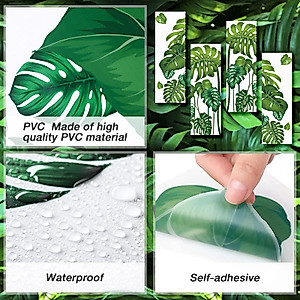 Large Green Tropical Jungle Leaves Wall Decals Palm Tree Leaf Plants Wall Stickers DIY Peel and Stick Removable Monstera murals Leaf Window Stickers for Kids Bedroom Nursery Living Room Decoration