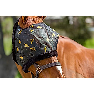 Mackey Bee Mine Fly Mask for Horses | With Fleece Binding, Added Protection from Biting Insects | Comfortable, Breathable and Easy to Use | Medium