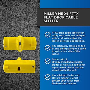Miller MB04 FTTX Flat Drop-Cable Slitter with Articulating Hinge, Easily Portable Tool for Professional Technicians, Electricians, and Installers, 3.88 Ounces