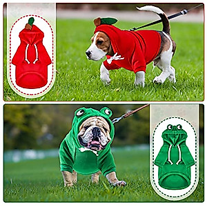 2 Pieces Dog Hoodies Frog Shape Puppy Clothes Dog Fruit Sweatshirt Outfit Warm Winter Sweater Coat Costume for Medium Dogs Cat Puppy Chihuahua Yorkie Clothes Cold Weather Coat, M